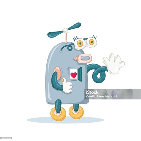 흰색 배경에 고립 된 파란색의 재미있는 로봇 벡터 일러스트레이터 0명에 대한 스톡 벡터 아트 및 기타 이미지 0명 3차원 형태 가공의 인물 Istock