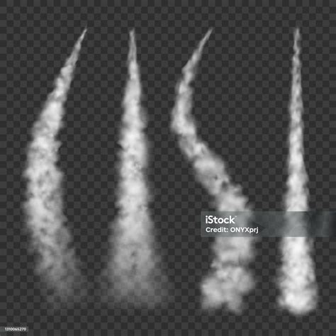 비행기 증기 로켓 트랙 연기 응축 구름 분사 공기 모양 비행 항공기 소용돌이 증기 괜찮은 벡터 현실적인 템플릿 날아오름 활동에 대한 스톡 벡터 아트 및 기타 이미지 Istock