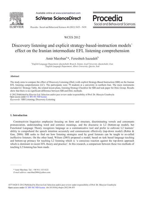 Pdf Discovery Listening And Explicit Strategy Based Instruction Models Effect On The Iranian