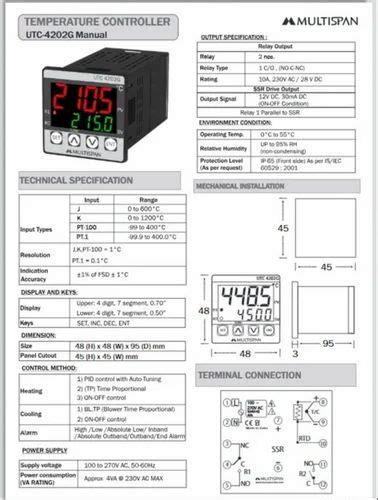 Multispan UTC 4202G Temperature Controller At 1300 Multispan Temperature Controllers In