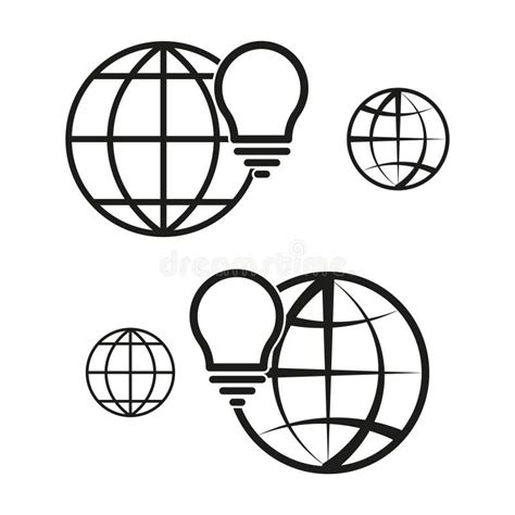 Global Innovation Icon Black Outline Vector Globe And Light Bulb Modern Design Stock Vector