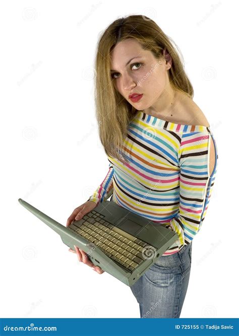 Laptop Communication Stock Image Image Of Erotic Portrait