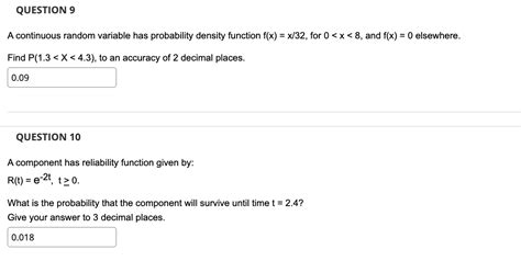 Solved QUESTION 9 A Continuous Random Variable Has Chegg Com