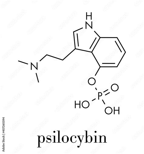 Psilocybin Psychedelic Mushroom Molecule Prodrug Of Psilocin Skeletal Formula Stock Vector