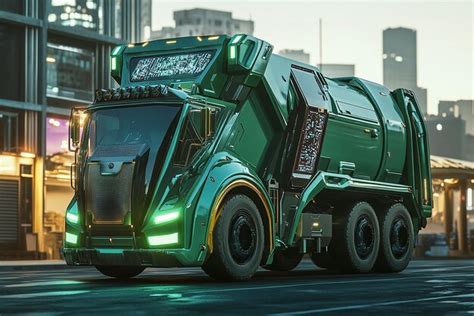 Advanced Aidriven Garbage Truck With Robotic Arms Premium Ai Generated Image