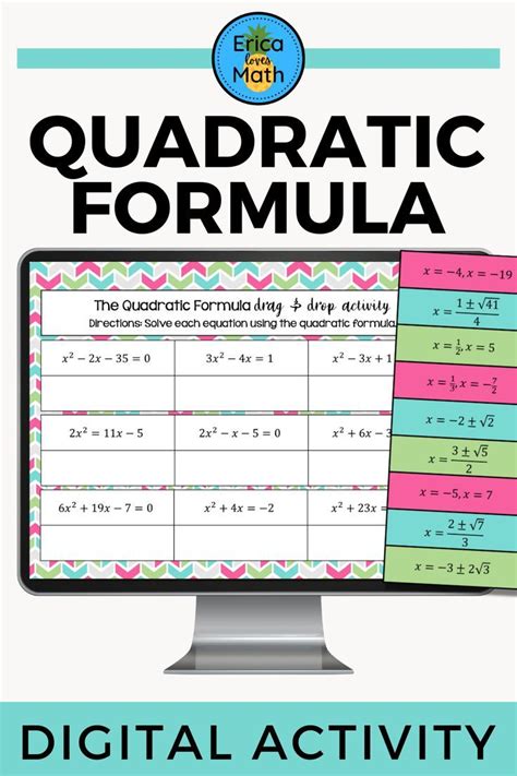 Quadratic Formula Digital Activity Drag And Drop Quadratics Digital Activities Quadratic Formula