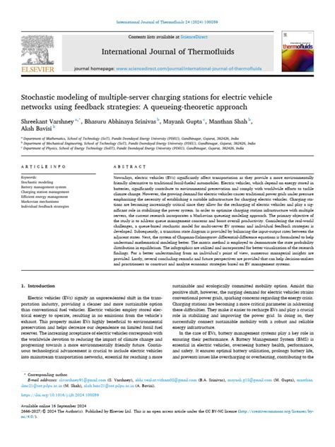 Stochastic Modeling Of Multiple Server Charging Stations 2024 International Pdf Electric