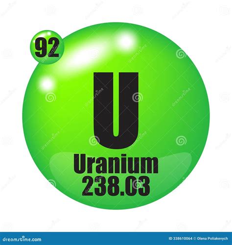 Uranium Icon U Chemical Element Atomic Number 92 Mass 23803 Green
