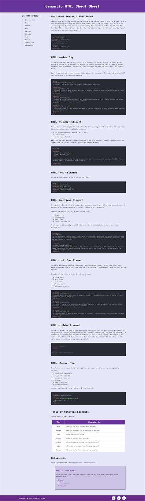 Html Cheat Sheet Freelancer