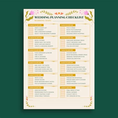 Premium Vector Wedding Planning Checklist Template Design
