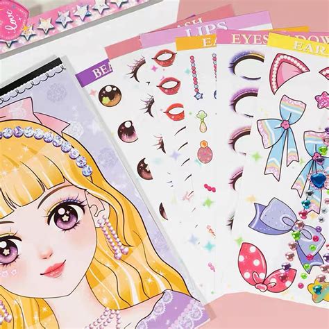 Makeup Sticker Book Princess Fun Diy Diamond Sticker Make A Face