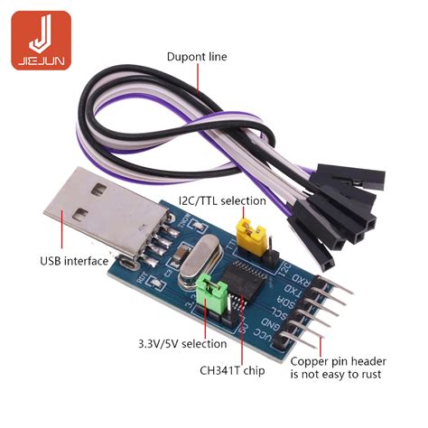 ch341t 2 in 1 module 3 3v 5v usb to i2c iic uart usb to ttl single chip