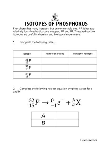Isotopes Of Phosphorus Teaching Resources
