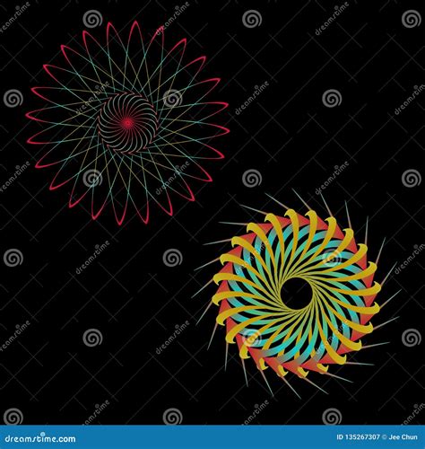 Abstract Spirograph Art Parabolic Curve Of Line In Circle Form Illustration Vector Image