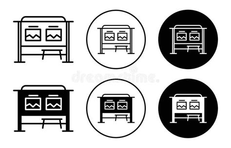 Bus Stop Shelter Ad Icon Collection Of Outline Thin Line Symbol Or Sign Stock Illustration