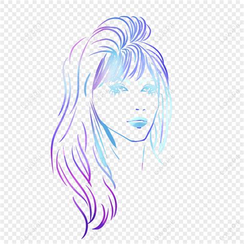 크리 에이 티브 라인 여자 일러스트 조명 효과 아바타 카드 성적 Png 일러스트 무료 다운로드 Lovepik