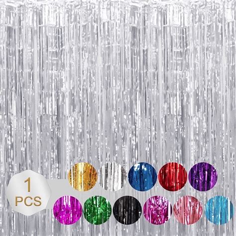 Widealiff Silver Foil Fringe Curtain Birthdays And Weddings Party