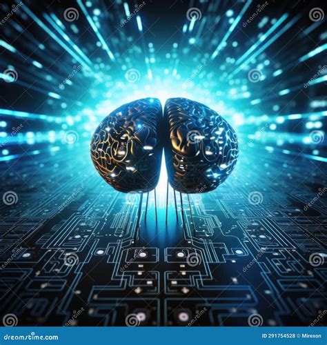 Abstract Circuit Board With Brain Modern Design Concept On The Theme Of Artificial Intelligence