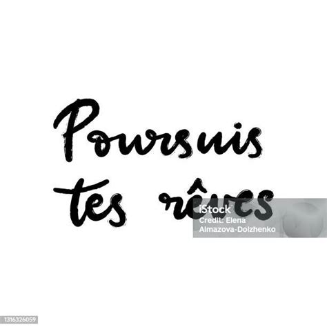 프랑스어로 영감을 주는 문구 엽서 포스터 벽지에 대한 흑백 색상의 서예 문자 부여 비문 프랑스어에 대한 스톡 벡터 아트 및 기타 이미지 Istock
