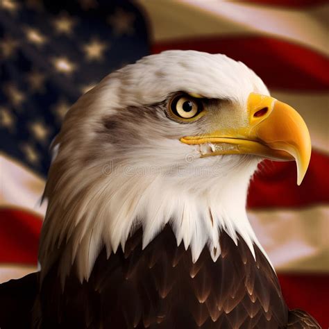 American Bald Eagle Symbol Of America With Flag United States Of
