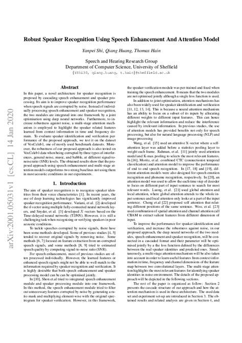 Pdf Robust Speaker Recognition Using Speech Enhancement And Attention