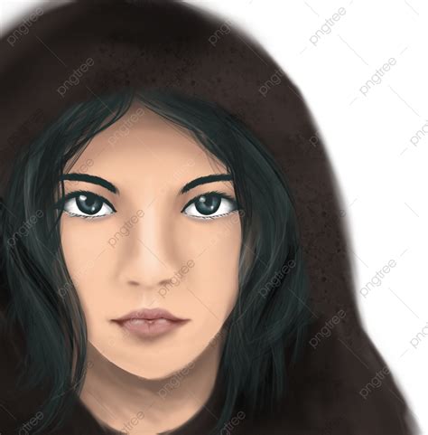 신비한 두건을 쓴 아시아 여성 초상화 신비한 여자 초상화 Png 일러스트 및 Psd 이미지 무료 다운로드 Pngtree