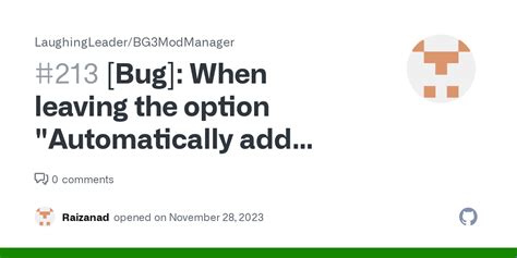 Bug When Leaving The Option Automatically Add Dependencies When Not In Load Order Bg3mm