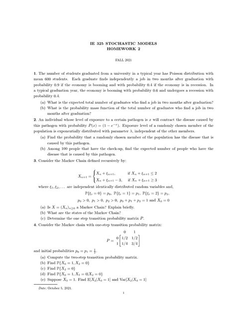 Homework 2 Download Free Pdf Markov Chain Statistics