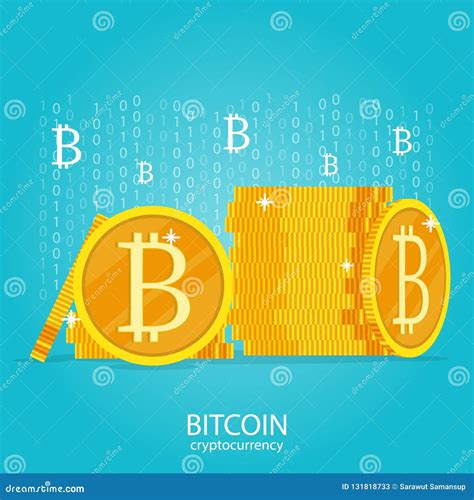 Golden Coin Binarybitcoin Cryptocurrency Digital Money Vector Stock