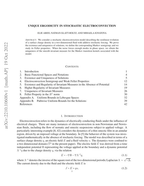 Pdf Unique Ergodicity In Stochastic Electroconvection