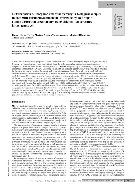 Pdf Determination And Speciation Of Mercury In A Dental Work Place By Cold Vapour Atomic