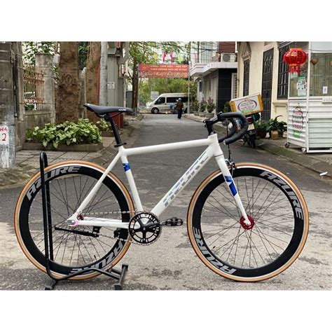 Xe đạp Fixed Gear khung nhôm có tay phanh AZURE Tặng đèn lục giác