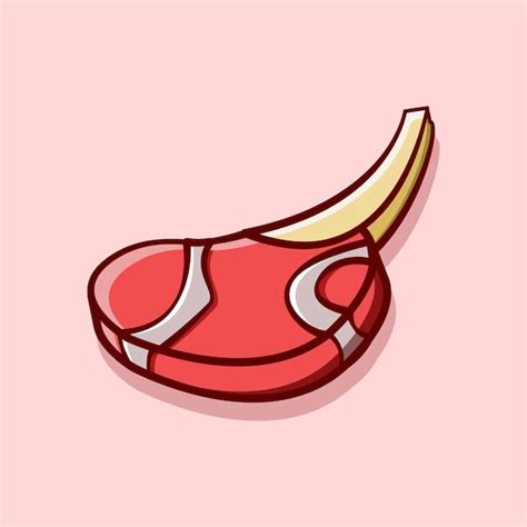 Premium Vector Steak Meat Cute Illustration Concept In Cartoon Style