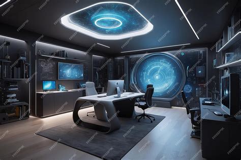 Premium Photo Futuristic Quantum Workspace Designing For Quantum