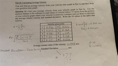 Solved Part III Calculating Average Velocity You Will Find Chegg Com