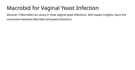Macrobid For Vaginal Yeast Infection Medsis