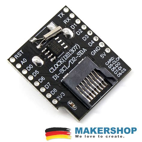Data Logger Shield Ds1307 Microsd Slot Wemos Für D1 Mini Nodemcu