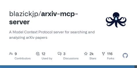 Github Blazickjparxiv Mcp Server A Model Context Protocol Server For Searching And Analyzing
