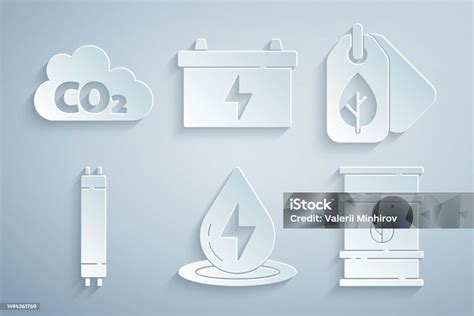 물 에너지 잎 형광등 바이오 연료 배럴 자동차 배터리 및 Co2 배출량을 구름 아이콘으로 설정합니다 벡터 3차원 형태에 대한 스톡 벡터 아트 및 기타 이미지 Istock