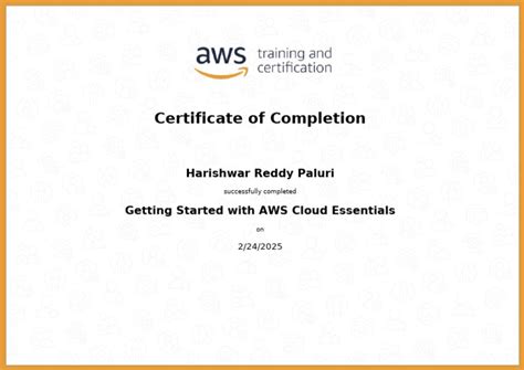 Aws Cloud Essentials Completion Certificate Pdf
