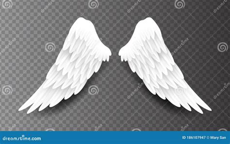 Pair Of Beautiful White Angel Wings Isolated On Transparent Background