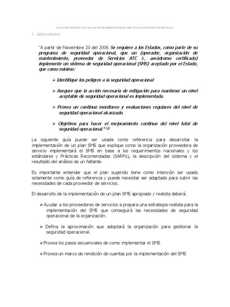 Guia Para Desarrollar Un Plan De Implementación Del Sms Por Un