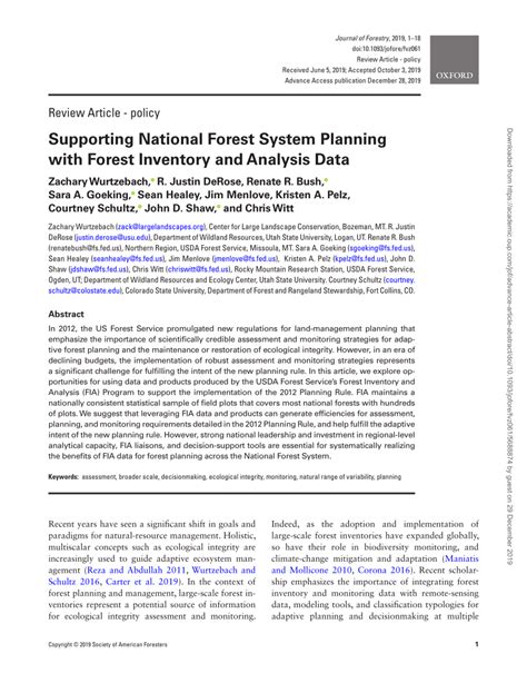 Pdf Supporting National Forest System Planning With Forest Inventory