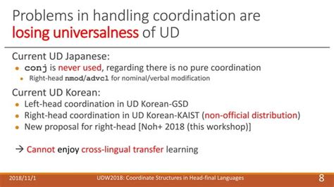 coordinate structures in universal dependencies for head final languages ppt