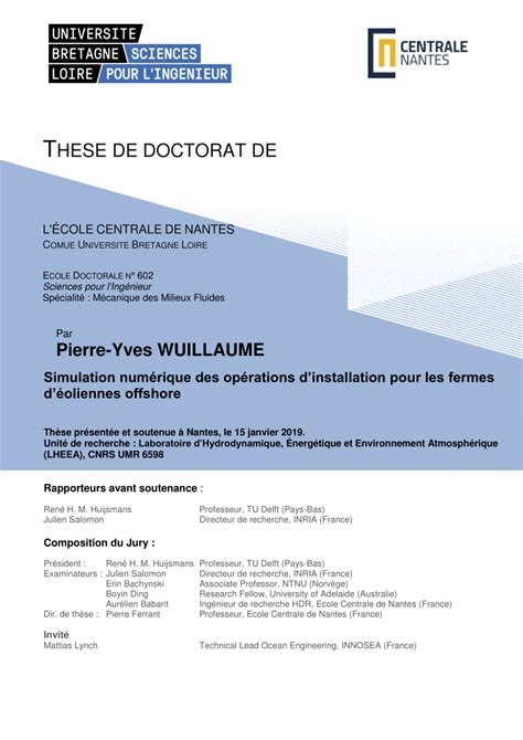 Pdf Numerical Simulation Of Installation Operations For Offshore Wind Farms