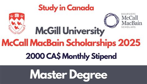 Mcgill University Mccall Macbain Scholarships 2025