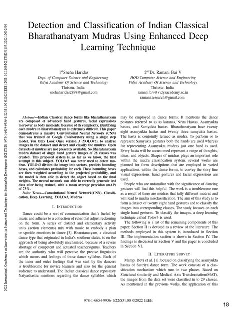 Detection And Classification Of Indian Classical Bharathanatyam Mudras