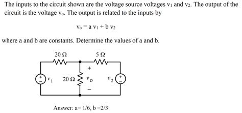 Solved The Inputs To The Circuit Shown Are The Voltage Chegg Com