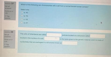 Solved Which Of The Following Sex Chromosomes Will A Cell Chegg Com