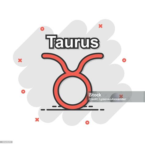 코믹 스타일의 벡터 만화 황소 자리 조디악 아이콘 점성술 사인 일러스트레이션 픽토그램 황소 자리 별자리 사업 스플래시 효과 개념 0명에 대한 스톡 벡터 아트 및 기타 이미지